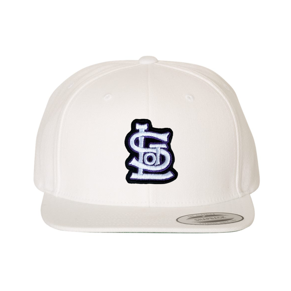 YP Classics Sandlot Logo Premium Flat Bill Snapback Cap - White ...